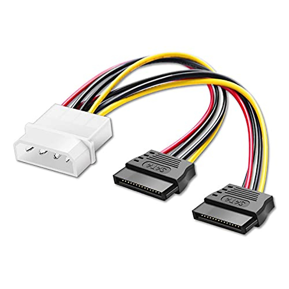 Acxico 5Pcs IDE/Molex/IP4/4-pin to 2X SATA Power 15-pin Converter Adapter Cable
