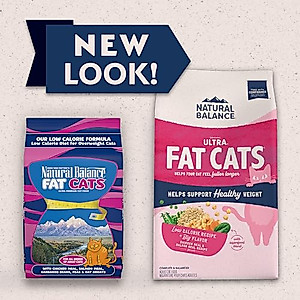 Natural Balance Fat Cats Low-Calorie Dry Cat Food for Overweight Adult Cats, Chicken Meal, Salmon Meal, Garbanzo Beans, Peas & Oat Groats Recipe, 15 Pound (Pack of 1)