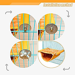 Omawrf Bird Hammocks Winter Warm Bird Nest House Plush Parrot House Bed Hammock Tent Toy Bird Cage Perch Stand for Budgies Parakeet Cockatiels Hamster Other Small Animals (Yellow)