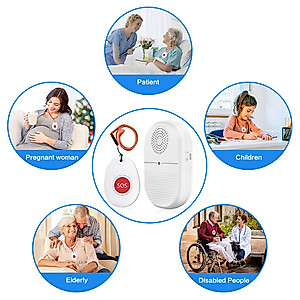 ChunHee Wireless Caregiver Pager Call Button Nurse Alert System Call Bell for Home/Elderly/Patient Emergency Vibration Pager 1 Transmitter+1 Receiver(800+Feet Operating Range)