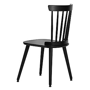 RêveLife Windsor Dining Chair Set of 6 Farmhouse Solid Wood Spindle Back Side Chair Mid-Century Modern Black Armless Kitchen Chair for Dining Living Room Farmhouse Restaurant