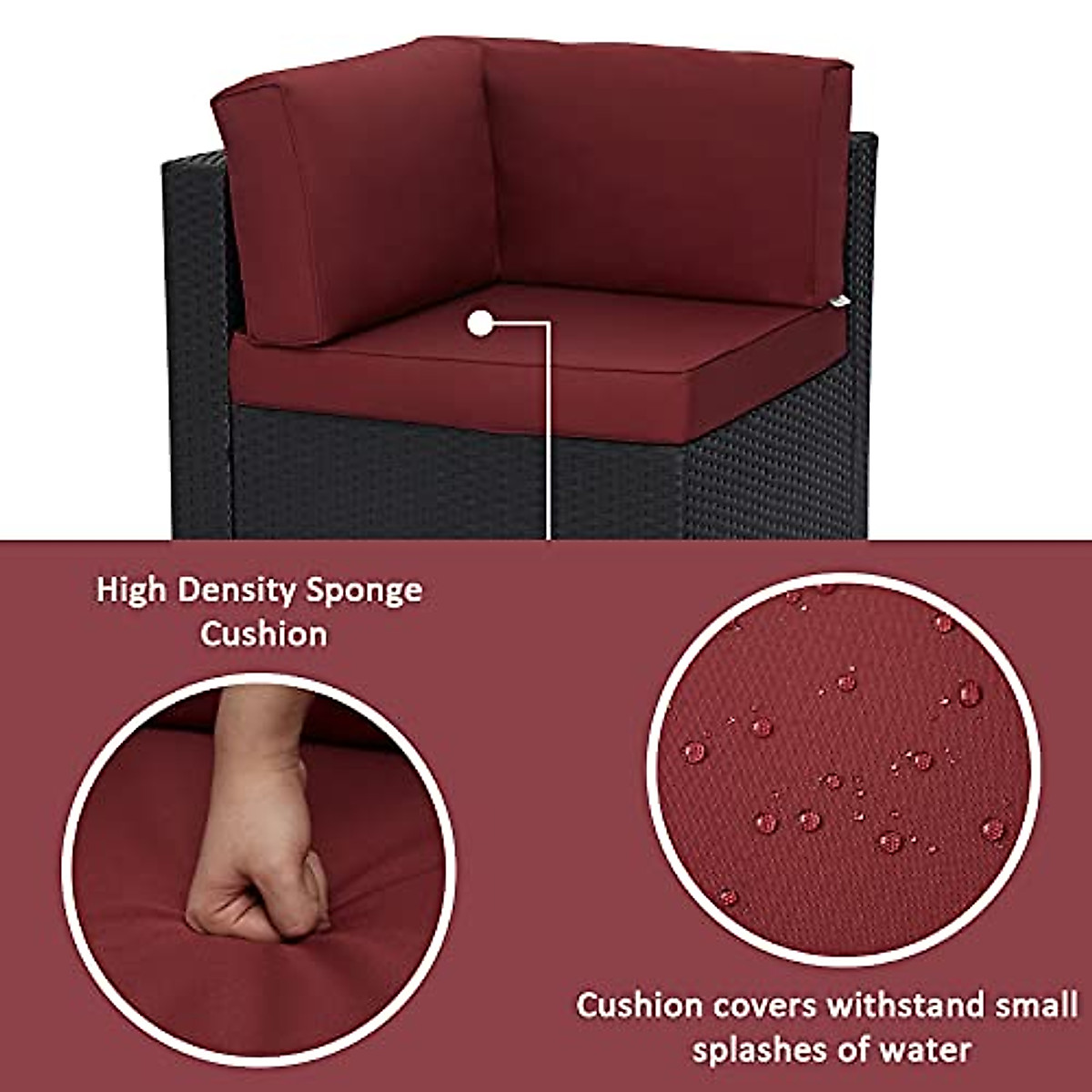 kinbor Outdoor Patio Set 7 Piece Deck Furniture Sectional Conversation Patio Furniture with Coffee Table for Deck Balcony