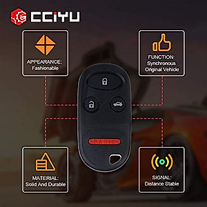 cciyu 2X Keyless Entry Remote Fob 4 Buttons Replacement for 98 99 00 01 02 03 for Acura TL/for Honda for Accord (KOBUTAH2T)