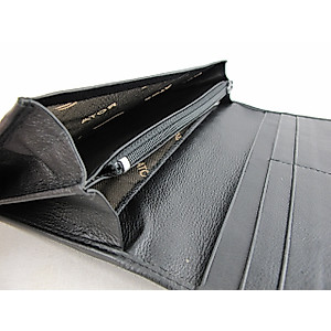 Pelgio Genuine Stingray Skin Leather Women's Clutch Wallet Purse (Polished Black)