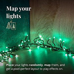 Twinkly Cluster 19.7ft RGB, Dense Strip of 400 LED Lights, in- and Outdoor Smart Multicolor LED Lights, Compatible Alexa and Google Home, Gaming Lights, IP44, App Mapping, Green Wire