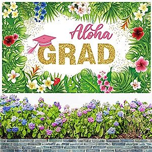 Tropical Aloha Graduation Party Backdrop 2023 | Aloha Graduation Banner 2023 | Summer Hawaiian Luau Congrats Grad Class of 2023 Photography Background Banner | College Graduation Party Decorations