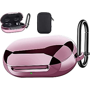 Aiiko Case for Galaxy Buds/Galaxy Buds+Plus 2020,Plated TPU Shockproof Protective Case Cover with Keychain and Carrying Box Accessories Compatible Samsung Galaxy Buds(Support Wireless Charging) (Pink)
