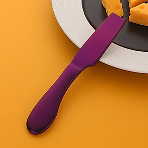 Cheese Knives Set,Purple Stainless Steel Cheese knife Set for Cheese Slicer and Butter Cutter，4 Piece -1Cheese Spade Knife, 1 Narrow Plane Knives, 1 Cheese Fork and 1 Cheese Spreader Knife