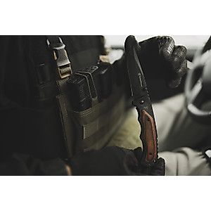 Smith & Wesson 8.5in S.S. Folding Knife with 3.7in Drop Point Blade and S.S. and Real Wood Insert Handle for Outdoor, Tactical, Survival and EDC