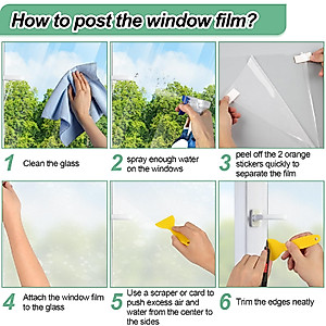 vivinin Frosted Glass Window Film,17.3x118.1 Inches Privacy Film Anti Uv, Frosted Window Privacy Film Non Adhesive, Window Film Privacy for Bathroom Home and Office