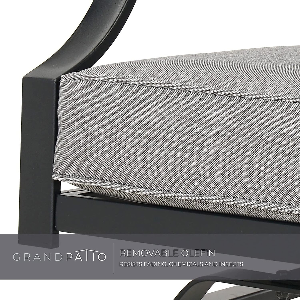 Grand patio Rocking Chairs Patio Chairs Bistro Sets Conversation Chair Set Indoor Outdoor Chat Set Motion Chair A Comfortable Shake of 5-10° Unique Design Patio Set with Grey Cushions 3-Piece