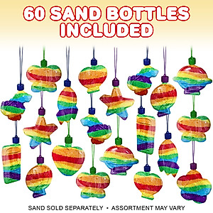 ArtCreativity Sand Art Bottle Necklaces Assortment for Kids, Bulk Pack of 60, Collection of Sand Art Craft Bottle Necklaces, Fun Party Supplies & Favors for Boys and Girls - Sand Sold Separately
