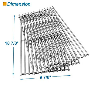 BBQration 18 7/8" 7MM Solid Stainless Steel Cooking Grates Replacement Parts for Kitchen Aid 720-0745 720-0745A 720-0745B 720-0819 730-0745 860-0012, Parts for Nexgrill 720-0745 720-0745A