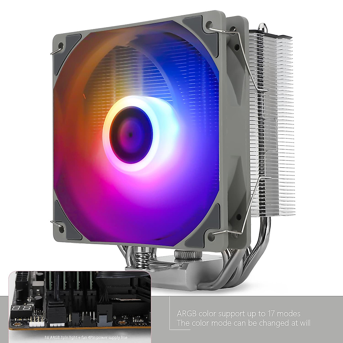 Thermalright Assassin King 120 SE ARGB CPU Air Cooler, AK120 SE ARB, 5 Heatpipes, TL-C12C-S PWM Quiet Fan CPU Cooler with S-FDB Bearing, for AMD AM4/AM5/Intel LGA1700/1150/1151/1200