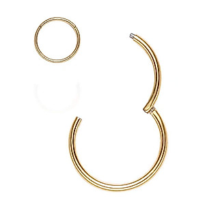 M MOOHAM Gold Nose Ring Hope, 20 Gauge Nose Ring Gold 6mm Surgical Steel 20g Nose Rings Hoop Septum Clicker Cartilage Hoop for Women，Tragus Jewelry Helix Daith Earring Conch Hoop Nose Piercing