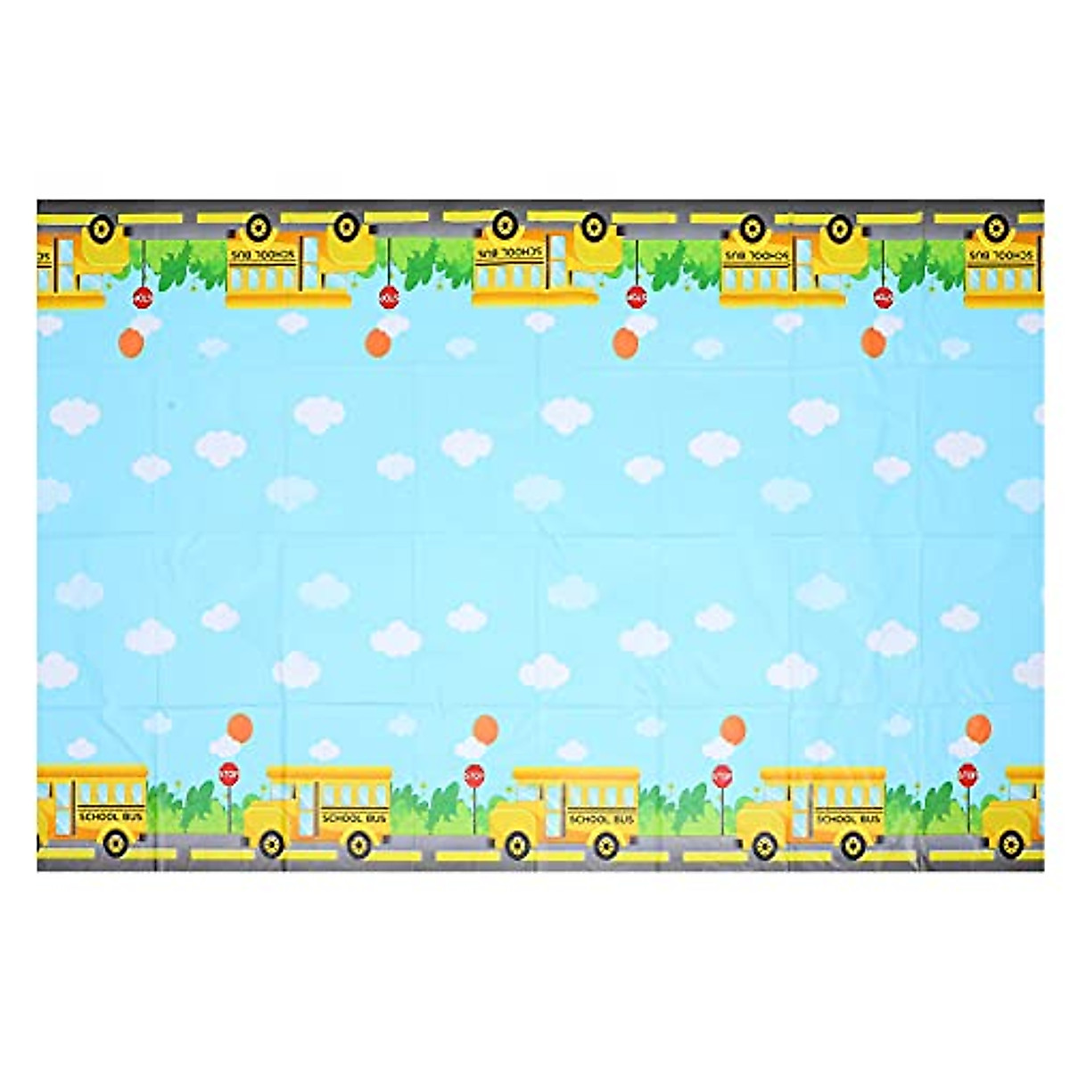 NUOBESTY School Bus Tablecovers Welcome Back to School Tablecloth School Bus Party Table Runner Decorative Table Cover
