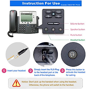 Standard 3.5mm Jack Smartphone Headset Adapter Cable Converter to RJ9 Plug for Cisco Unified Office Telephone 7970 7940 7941 7942 7971 etc