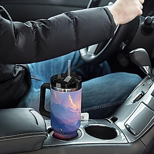 FRCSDIY Beauty Garden Insulated Tumbler with Handle and Straw Lid,40oz Leakproof Stainless Steel Cup BPA-Free Water Bottle