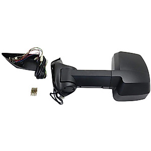 Kool Vue Mirror Set Compatible with 2003-2014 Ford E-150, 2003-2005 E-150 Club Wagon, 1992-2002 E-150 Econoline, Towing, Power, Heated, Textured Black, Manual Folding, Single Arm