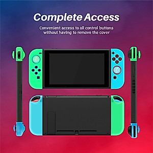 TNP Joycon Case for Nintendo Switch - Silicone Joy Con Case for Nintendo Switch & Switch Oled - Protective Switch Controller Case Cover with Thumb Grip Caps for Nintendo Switch Joycon(Blue Green Leaf)