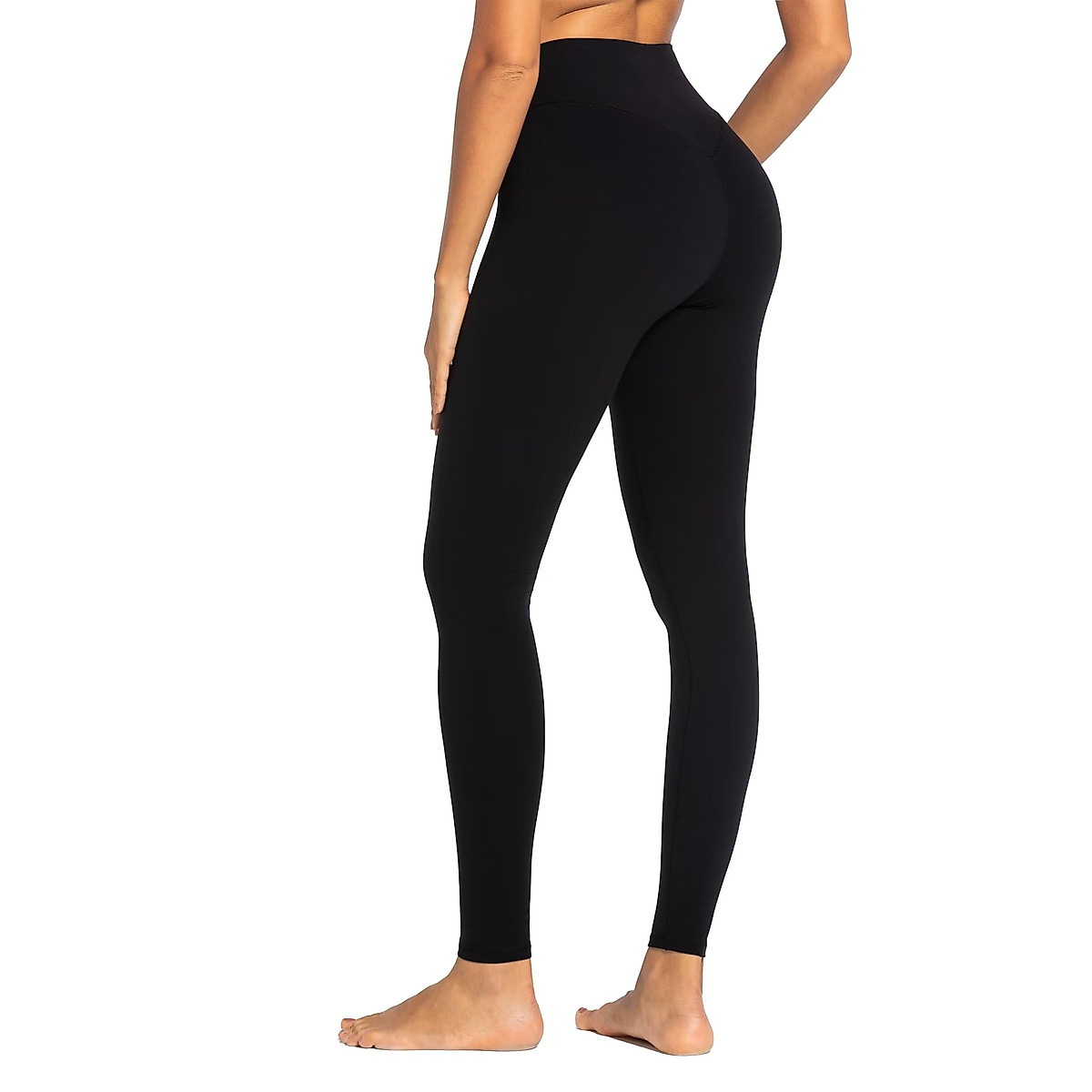 Sunzel Nunaked Workout Leggings for Women, Tummy Control Compression Workout Gym Yoga Pants, High Waist & No Front Seam Black Small 28"