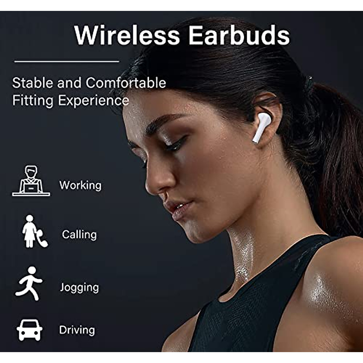Gasy Bzhe Wireless Earbuds, Bluetooth Earbuds IPX7 Waterproof Wireless Bluetooth Microphone Charging Case 25H PlaytimePop-ups Auto Pairing Hi-Fi Stereo Sound Headset iPhone/Samsung/iOS/Android, White