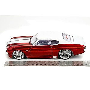 Big Time Muscle 1:24 1971 Chevy Chevelle Die-Cast Car, Toys for Kids and Adults(Red/White)