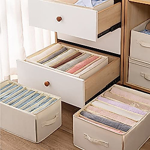 GUMIFOTNE Wardrobe Clothes Organizer,Large Size(18.5inch) Foldable Closet Organizers And Storage For Jeans,Sweater,Pants,Dress.Washable Drawer Organizers (7girds+9girds)