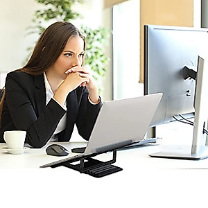 Aluminum Portable Laptop Stand for Desk,Adjustable Ergonomic Laptop Holder, Metal Computer Stand 4 Angle Anti-Slip Compatible with 9 to 15.6inch Laptop(Black)