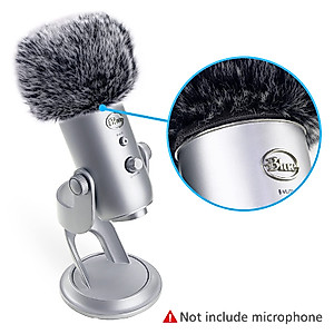 SUNMON Microphone Furry Windscreen Muff, Perfect Mic Pop Filter Mask Shield for Blue Yeti, Yeti Pro Microphones