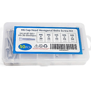 M6 x 30mm 35mm 40mm 45mm 50mm Socket Head Cap Screws Bolts 304 Stainless Steel Machine Metric Hex Socket Screw, 50PCS