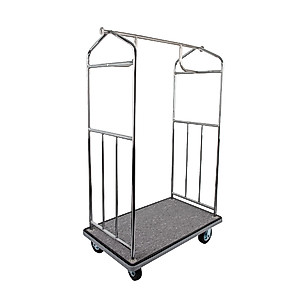 Value Valet Bellman's Cart - Hotel Bellman Cart - Condo Cart - Bellman Cart - Transporter Cart - Luggage Cart (Chrome)