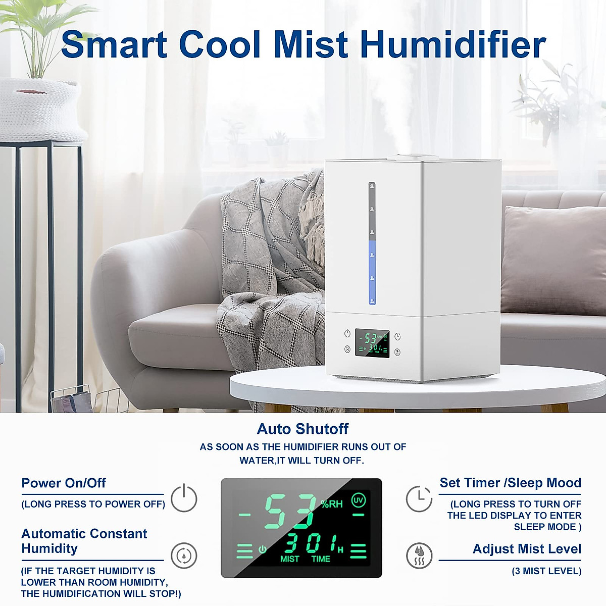 6L Humidifier for Bedroom Large Room