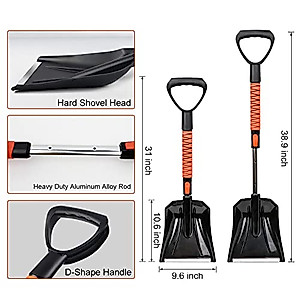 42'' Ice Scraper and Extendable Snow Brush Emergency Snow Shovel Snow Broom with Foam Grip 180° Pivoting Brush Head Snow Scraper for Cars, Trucks, SUVs, Vehicle