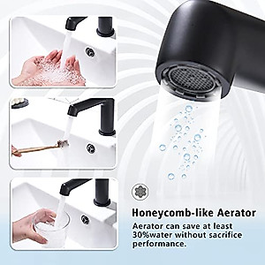 Fapully Modern Bathroom Sink Faucet Single Hole Single Handle, Bathroom Vanity Faucet, Bathroom Vessel Faucet, Matte Black