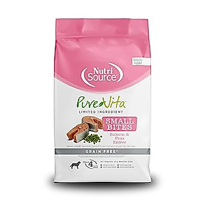 NutriSource Pure Vita Limited Ingredient Grain Free Dry Dog Food, Small Bites, Salmon and Peas, 15LB
