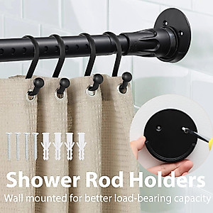 Black Shower Curtain Rod 48 to 84 Inch Adjustable Heavy Duty Stainless Steel Spring Tension Curtain Rods for Bathroom Windows Closet Rod No Drill