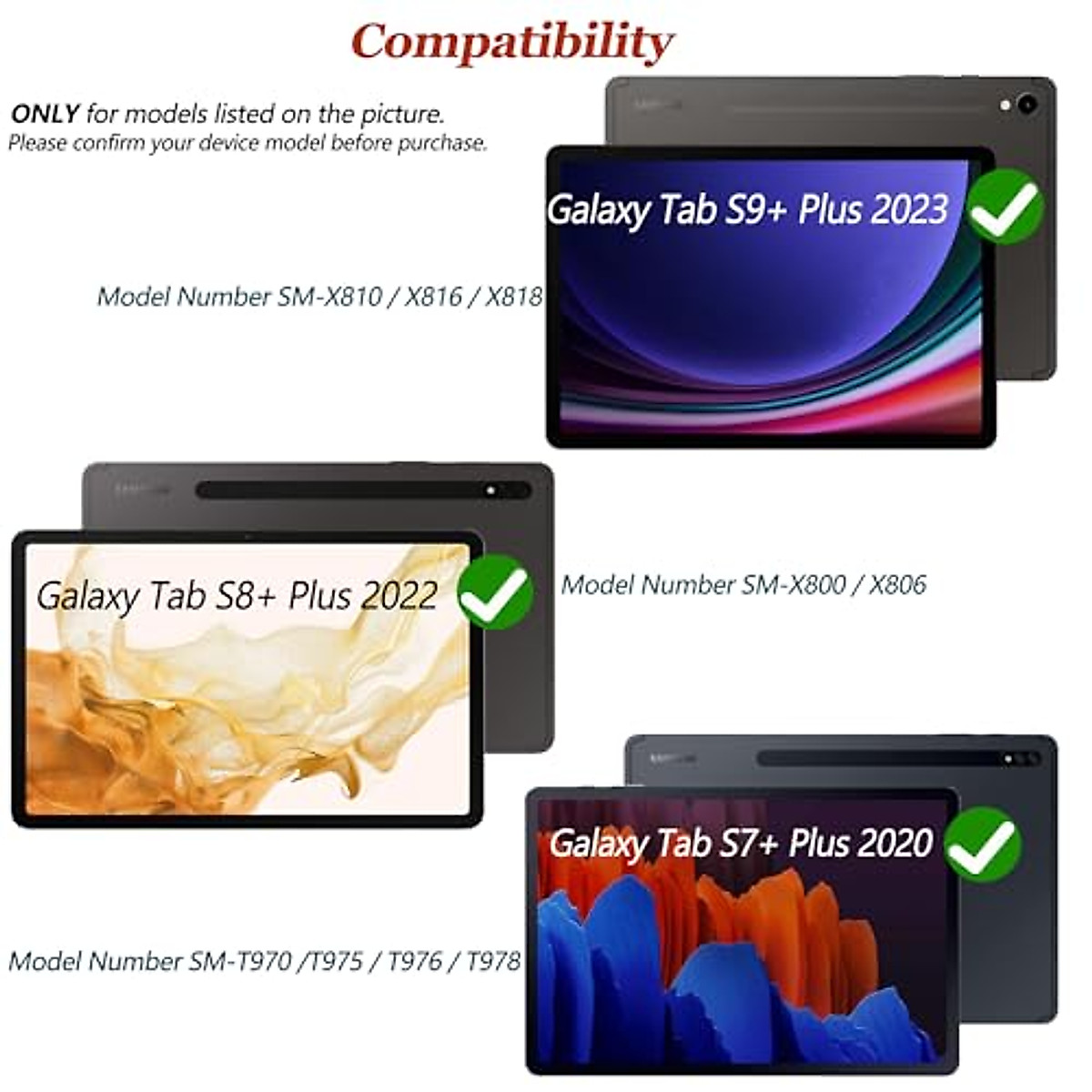 LTROP Protective Case for Samsung Galaxy Tab S9 Plus Case 2023 (SM-X810/ SM-X816B/ SM-X818U) 12.4 Inch, 9H Tempered Glass Screen Protector, S Pen Holder, Hand/Shoulder Strap & Kickstand, Aqua Teal