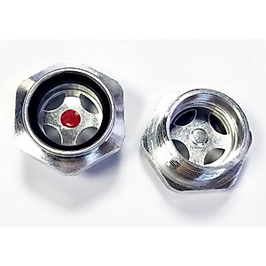3/4inch NPT Air Compressor Oil Sight Glass 1'' OD Male Thread Aluminum Alloy Hex Oil Level Sight Glass Window Oil Liquid Level Gauge For Air Compressor Gearbox Pump Tank(3/4''NPT-2pcs)