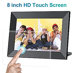 YunQiDeer 8 Inch Digital Photo Frame WiFi with1280*800 IPS LCD Touch Screen,Built-in 16GB Storage,Auto Rotate,Video Clips and Slide Show,Send Photos Instantly from Anywhere with via Frameo APP…