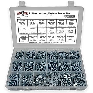 Phillips Pan Head Machine Screws Bolts Nuts Washers Assortment Kit - 1921 Pcs!