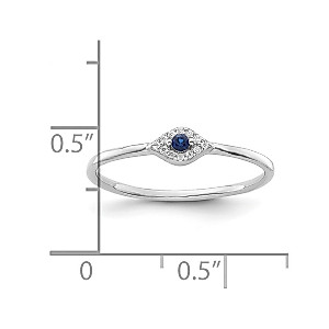 925 Sterling Silver Rhodium Plated Blue and Clear CZ Cubic Zirconia Simulated Diamond Evil Eye Ring Size 7 Jewelry for Women