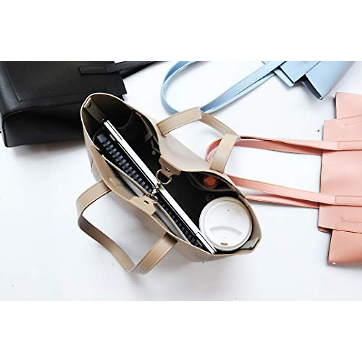 Women Tote Multiple Pockets Organized Shoulder Handbag for Work and Weekend, Office Lady Leather Bag (Green)