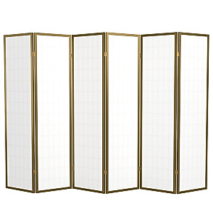 Red Lantern 6 ft. Tall Window Pane-Special Edition-Gold-6 Panels Room Divider