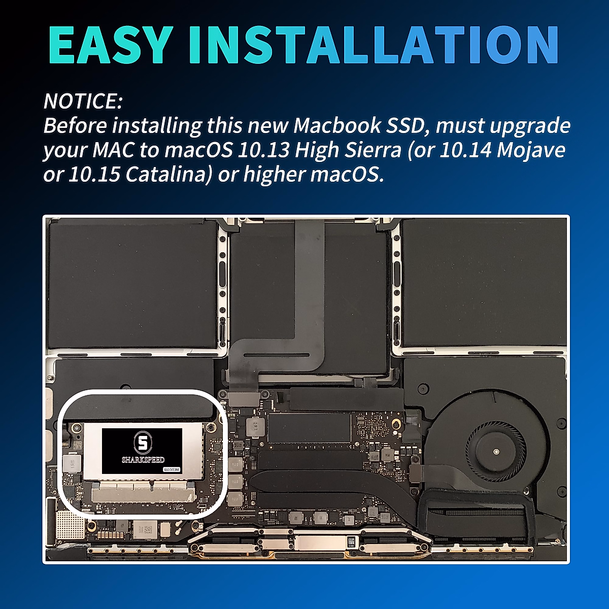 S SHARKSPEED SSD 512GB for Upgrade Apple MacBook Pro A1708 Retina 13" 2016-2017(EMC 2978, 3164) No Touchbar Models, Internal Solid State Drive PCIe NVMe Gen3.0x4