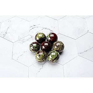 Jovivi 40mm Natural Dragon Blood Jasper Healing Crystal Gemstone Ball Divination Sphere Sculpture Figurine with Acrylic Stand