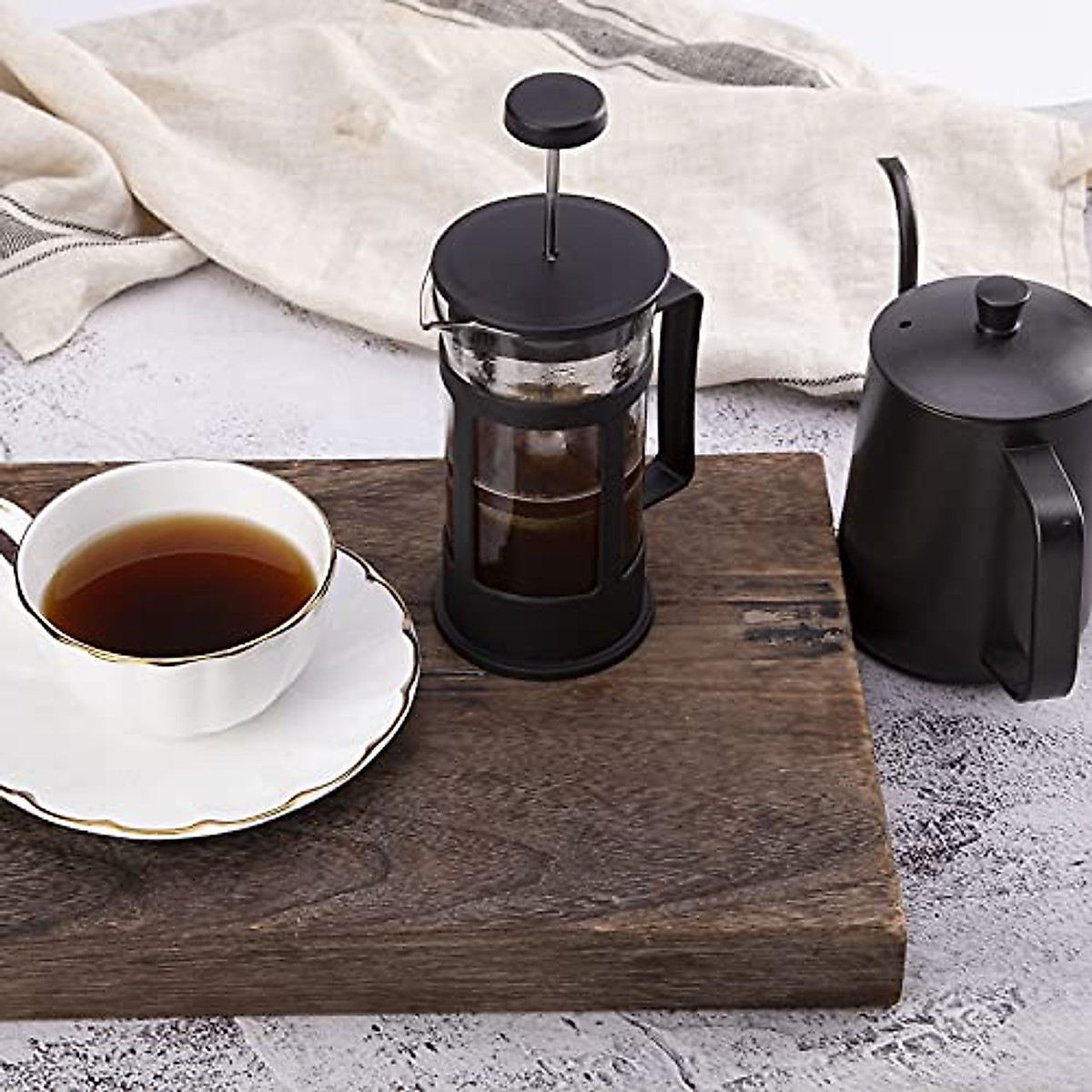 Entemah French Press Coffee Maker, Coffee Press with Heat Resistant Thickened Borosilicate Glass, 12oz(350ml)