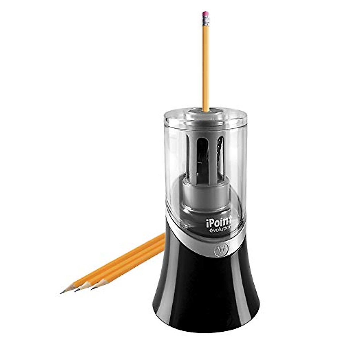 Westcott 14888 iPoint Evolution Electric Pencil Sharpener, Black and Silver