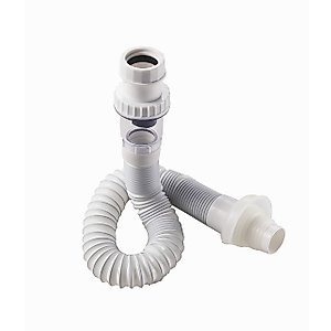 Leirsdam 1-1/4" Expandable Flexible Universal Drain, Odor Resistant Universal Washbasin S Tube Sink Drain Tube P Trap Tube, White