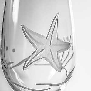 Rolf Glass Starfish All Purpose Wine Glass 18 Ounce | Set of 4 Large Wine Glasses | Lead-Free Glass | Engraved Large Wine Glasses | Made in the USA